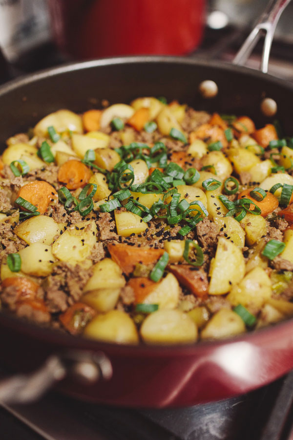 Nikujaga 肉じゃが (Japanese home-style meat & potato stew) served with ...